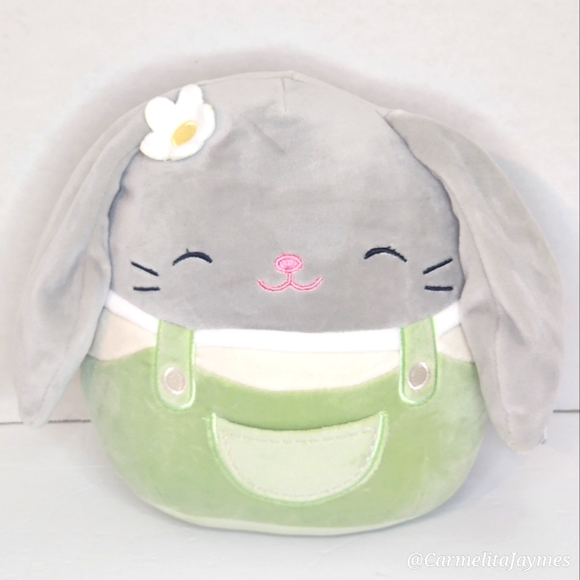 Squishmallows | Toys | Blake Gray Bunny In Green Overalls W Flower ...